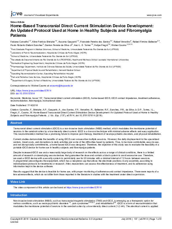 (PDF) Home-Based Transcranial Direct Current Stimulation Device Development: An Updated Protocol ...