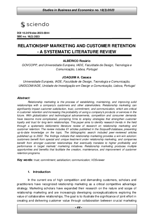 (PDF) RELATIONSHIP MARKETING AND CUSTOMER RETENTION -A SYSTEMATIC ...