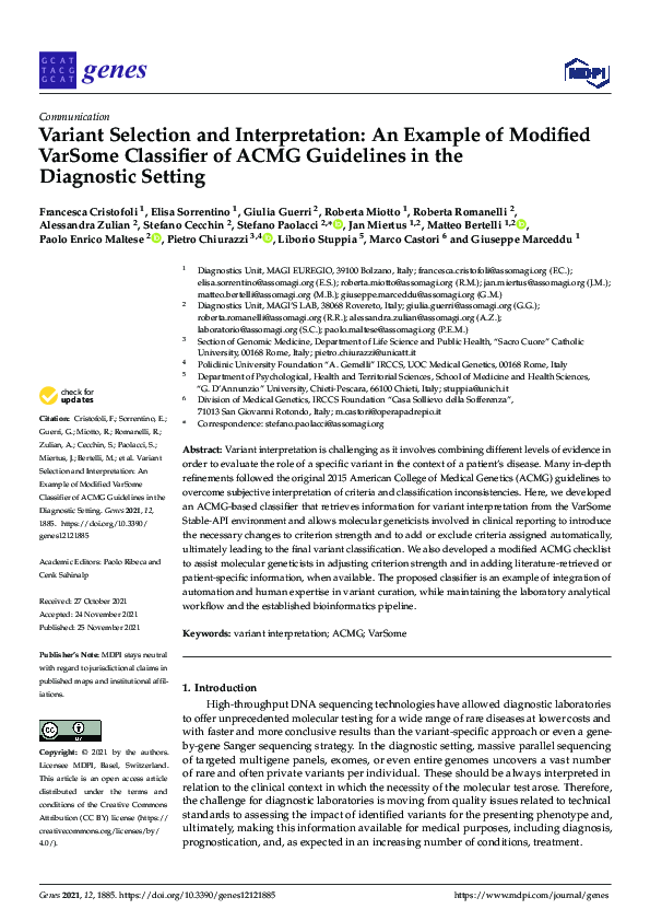 (PDF) Variant Selection and Interpretation: An Example of Modified VarSome Classifier of ACMG ...