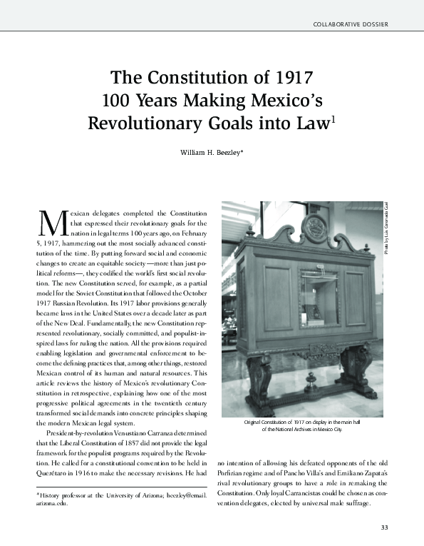 (PDF) The Constitution of 1917 100 Years Making Mexico’s Revolutionary ...