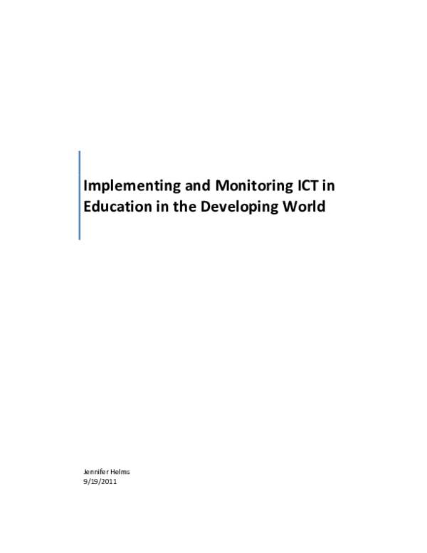 (PDF) Implementing and Monitoring ICT in Education in the Developing World