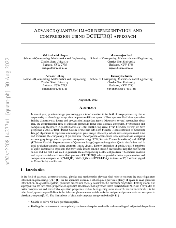 (PDF) Advance quantum image representation and compression using DCTEFRQI approach