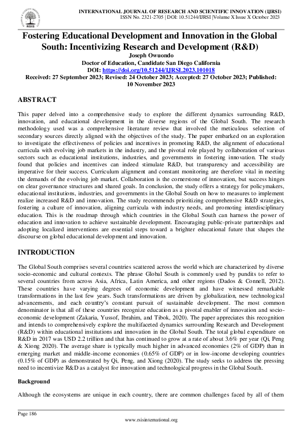 (PDF) Fostering Educational Development and Innovation in the Global ...