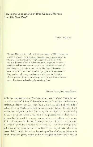 (PDF) How is the Second Life of Brás Cubas Different from His First One