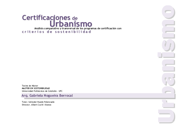 (PDF) Certificaciones de urbanismo: análisis comparativo y transversal de los programas de ...