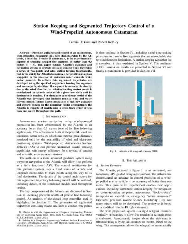 (PDF) Station Keeping and Segmented Trajectory Control of a Wind ...