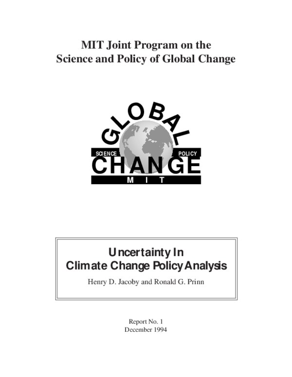(PDF) Uncertainty in climate change policy analysis