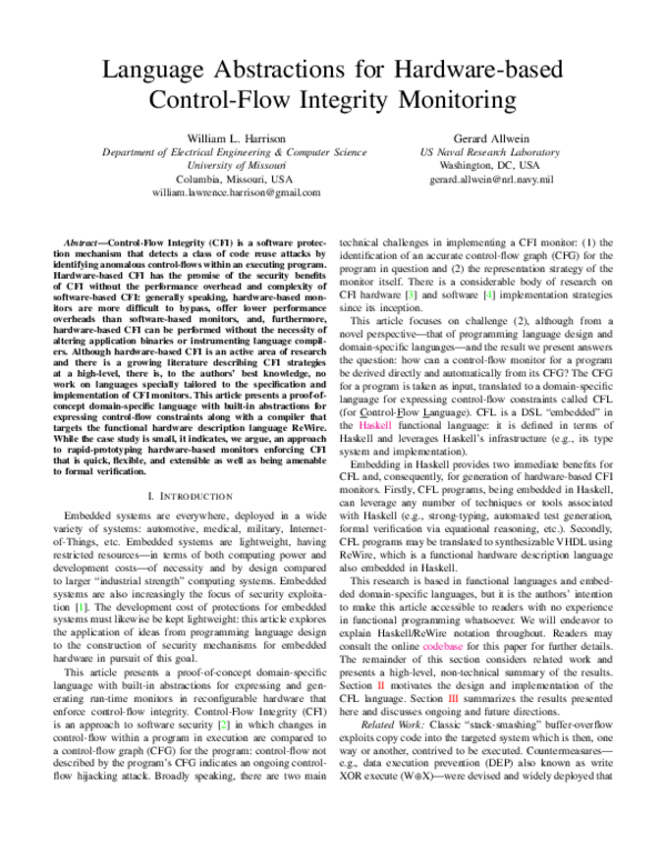 (PDF) Language Abstractions for Hardware-based Control-Flow Integrity ...