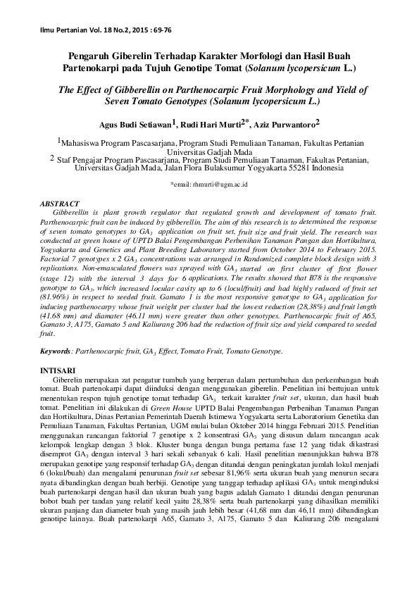 (PDF) Pengaruh Giberelin Terhadap Karakter Morfologi dan Hasil Buah ...