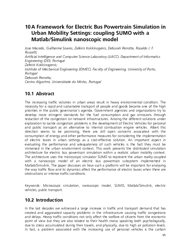 Pdf A Framework For Electric Bus Powertrain Simulation In Urban