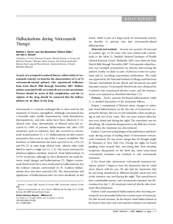 (PDF) Hallucinations during Voriconazole Therapy