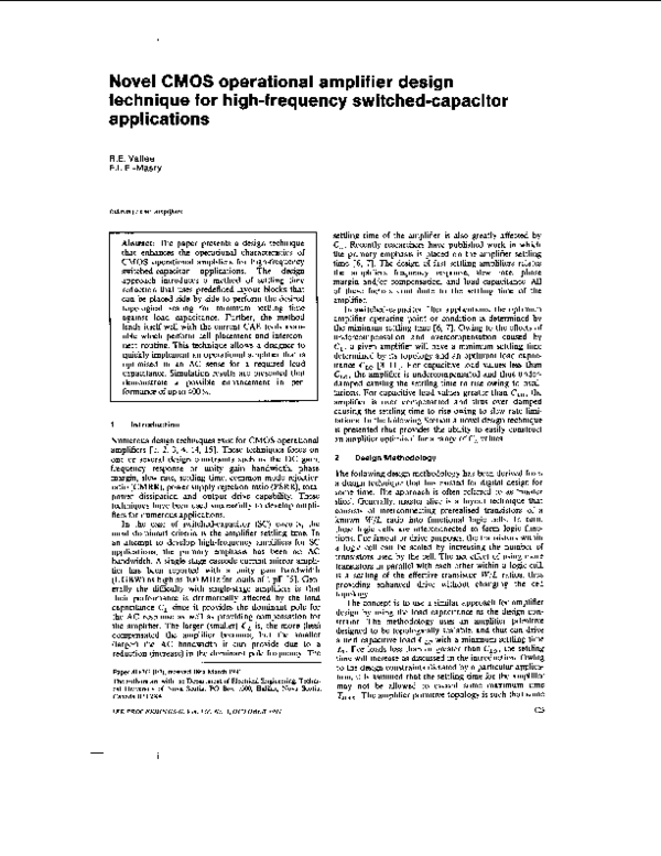 (PDF) Novel CMOS operational amplifier design technique for high ...