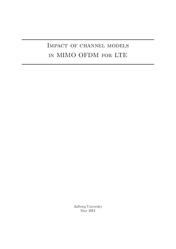 (PDF) Impact of channel models in MIMO OFDM for LTE