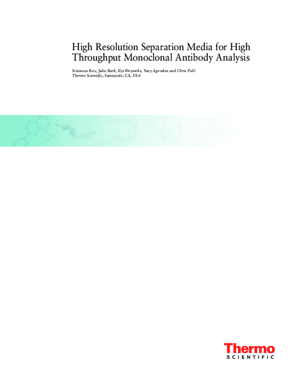 (PDF) High Resolution Separation Media for High Throughput Monoclonal ...