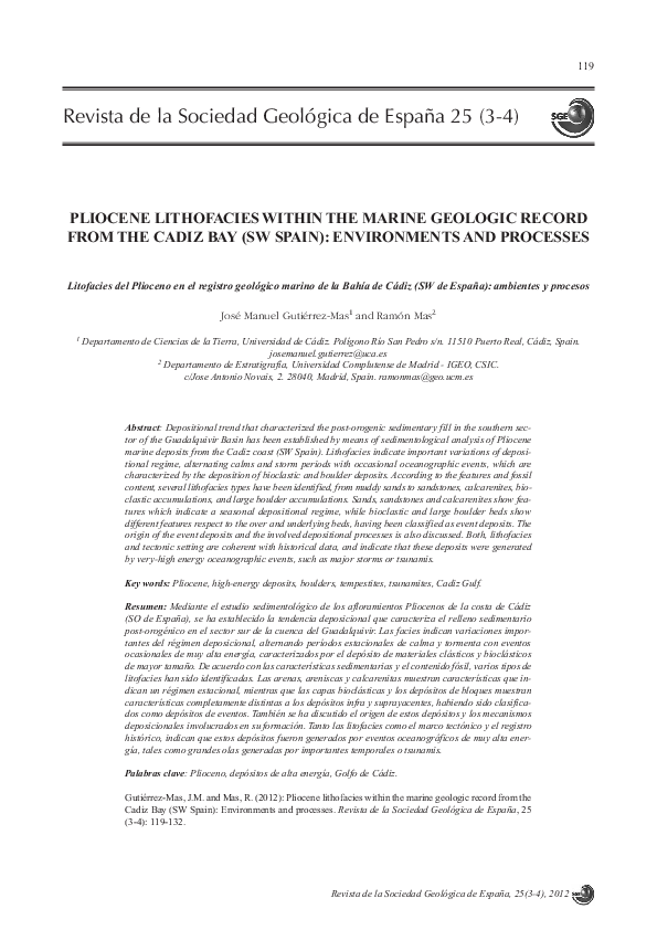 (PDF) Pliocene lithofacies within the marine geologic record from the ...