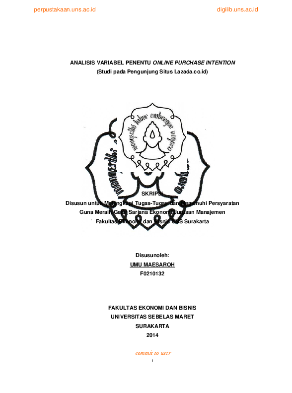 (PDF) ANALISIS VARIABEL PENENTU ONLINE PURCHASE INTENTION (Studi pada ...