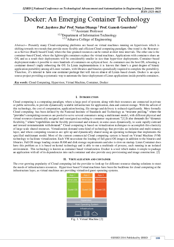 (PDF) Docker: An Emerging Container Technology
