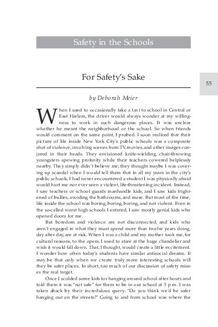 (PDF) For Safety's Sake. Safety in Schools