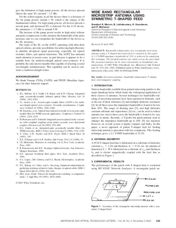 (PDF) Wide band rectangular microstrip antenna using L-shaped feed | Kesavath Vasudevan ...
