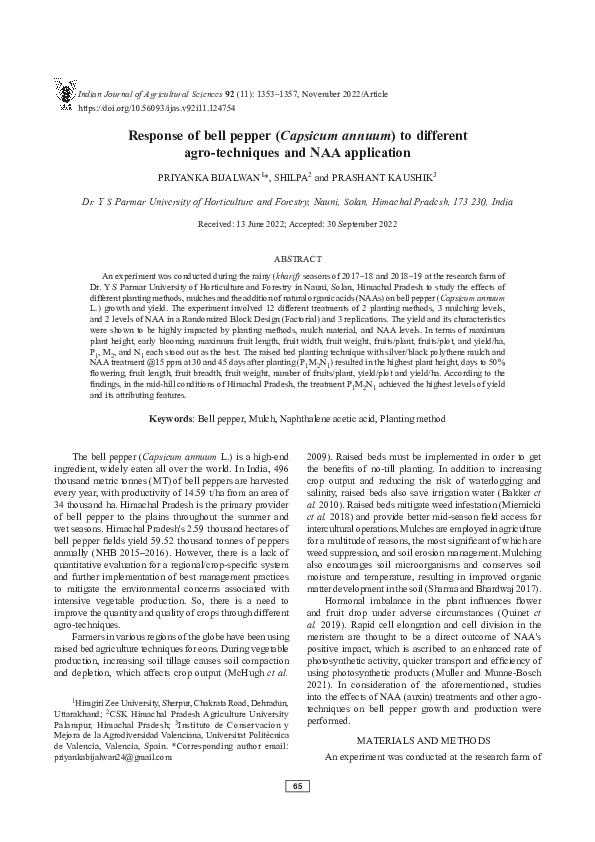 (PDF) Response of bell pepper (Capsicum annuum) to different agro ...
