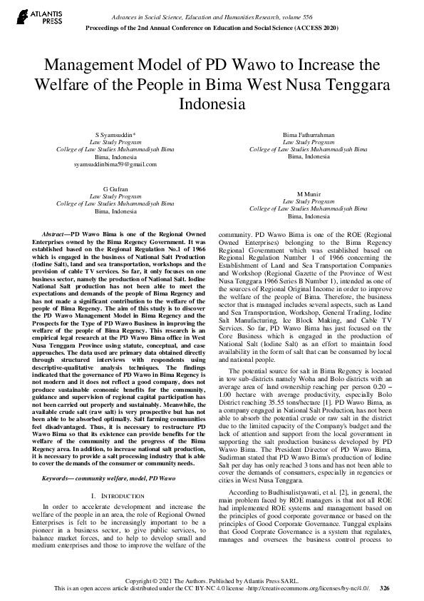 (PDF) Management Model of PD Wawo to Increase the Welfare of the People ...