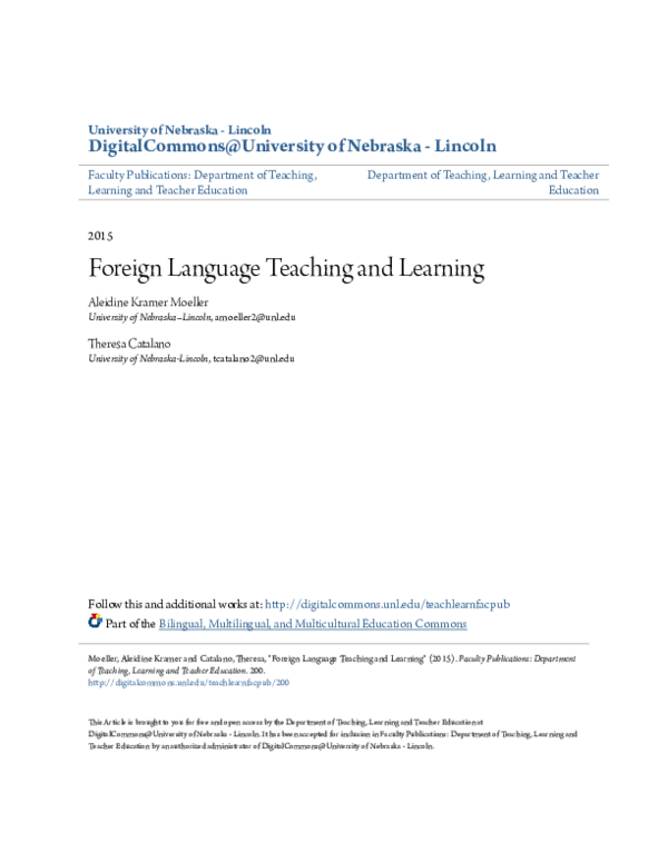 (PDF) Foreign Language Teaching and Learning