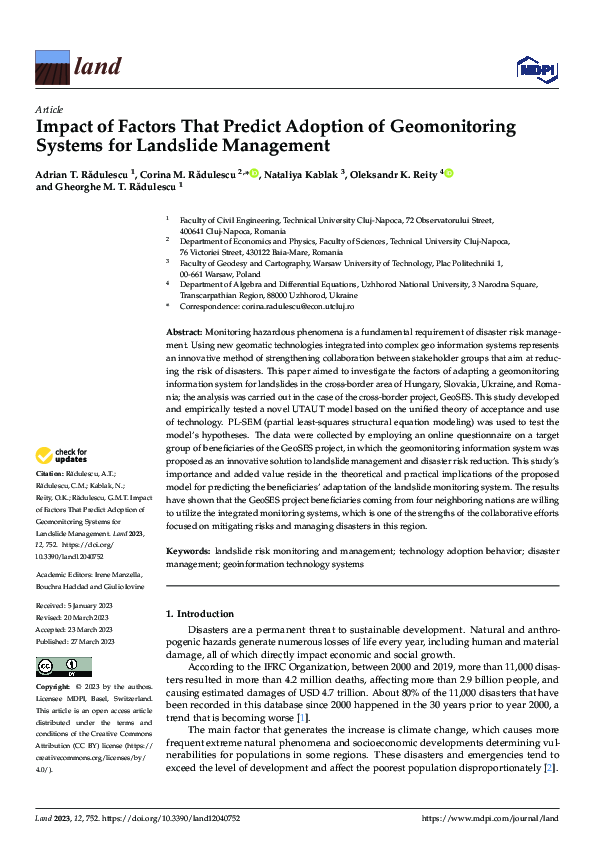 (PDF) Impact of Factors That Predict Adoption of Geomonitoring Systems for Landslide Management