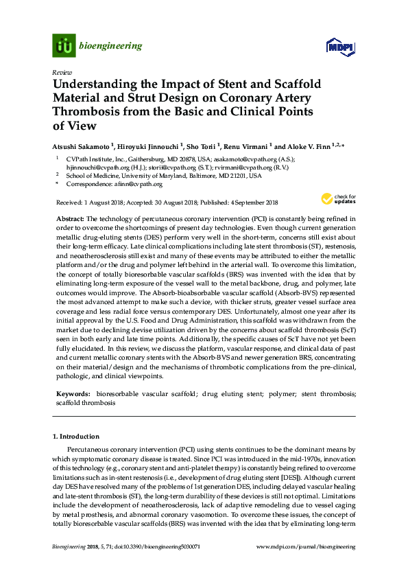 (PDF) Understanding the Impact of Stent and Scaffold Material and Strut ...