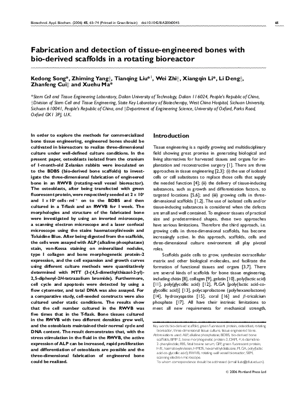 (PDF) Fabrication and detection of tissue-engineered bones with bio ...