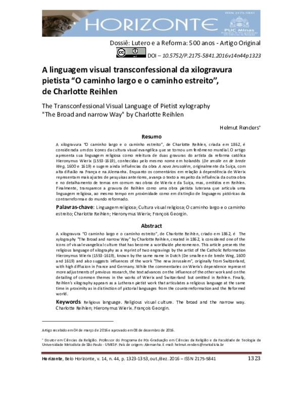 (PDF) A linguagem visual transconfessional da xilogravura pietista “O ...