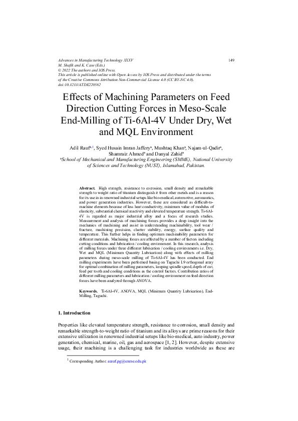 (PDF) Effects of Machining Parameters on Feed Direction Cutting Forces ...