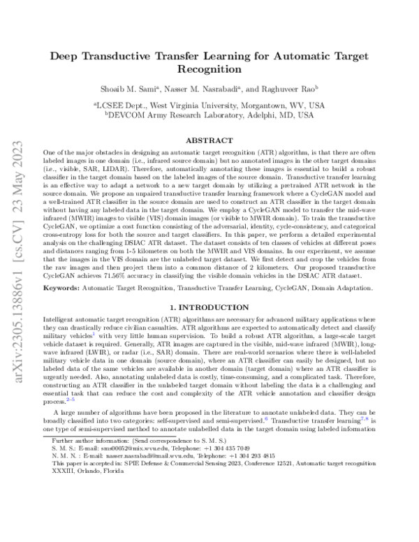 (PDF) Deep Transductive Transfer Learning for Automatic Target Recognition