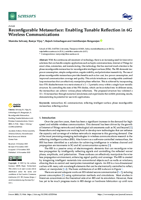 (PDF) Reconfigurable Metasurface: Enabling Tunable Reflection in 6G ...