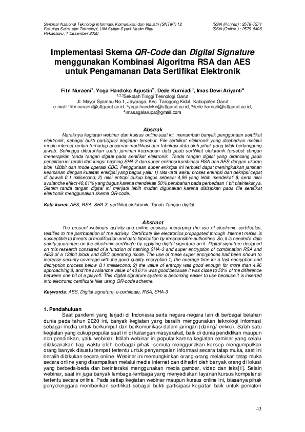 Pdf Implementasi Skema Qr Code Dan Digital Signature Menggunakan Kombinasi Algoritma Rsa Dan