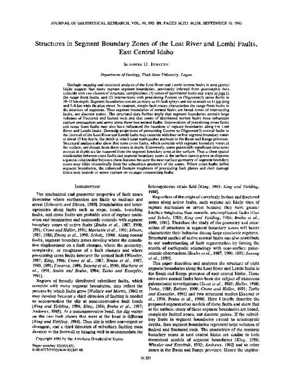 (PDF) Structures in segment boundary zones of the Lost River and Lemhi ...