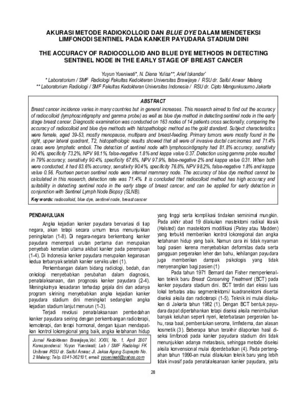 (PDF) Akurasi Metode Radiokolloid Dan Blue Dyedalam Mendeteksi ...