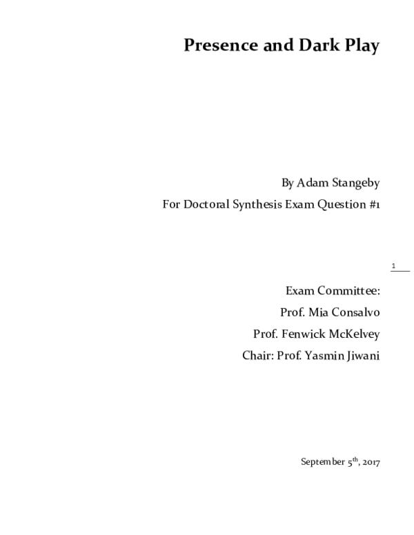 (PDF) Presence and Dark Play