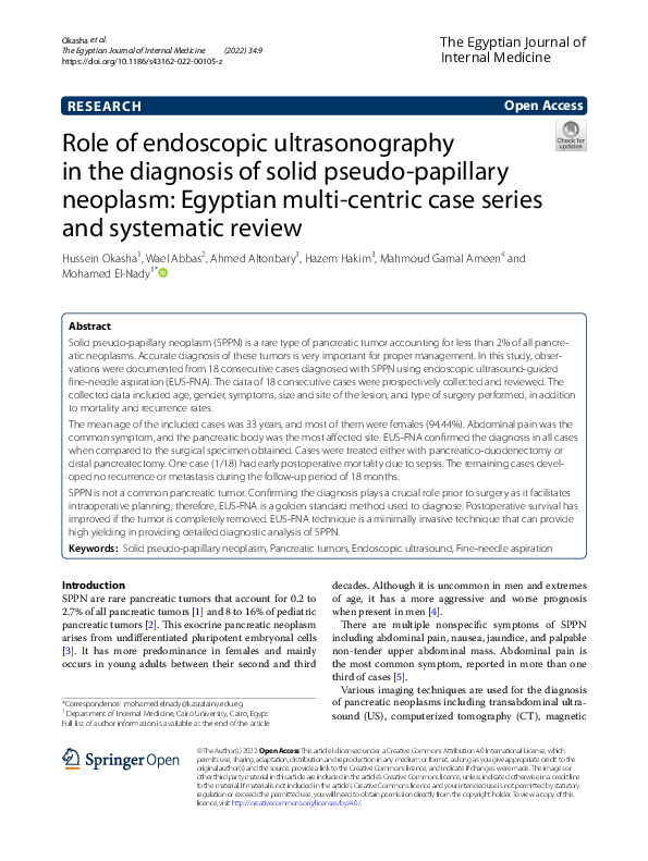 (PDF) The role of endoscopic ultrasonography in diagnostic and estimation of common bile duct ...