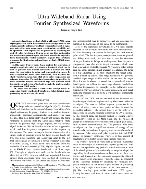(PDF) Ultra-wideband radar using Fourier synthesized waveforms (PDF) Ultra-wideband radar using Fourier synthesized waveforms