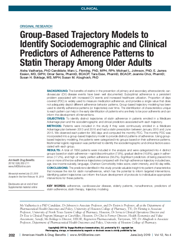 (PDF) Group-Based Trajectory Models to Identify Sociodemographic and Clinical Predictors of ...