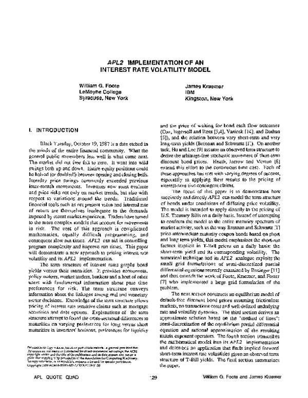 (PDF) APL2 implementation of an interest rate volatility model