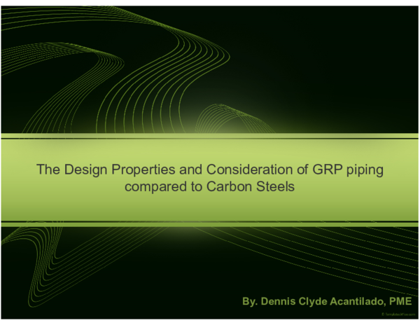 (PDF) The Design Properties and Consideration of GRP piping compared to ...