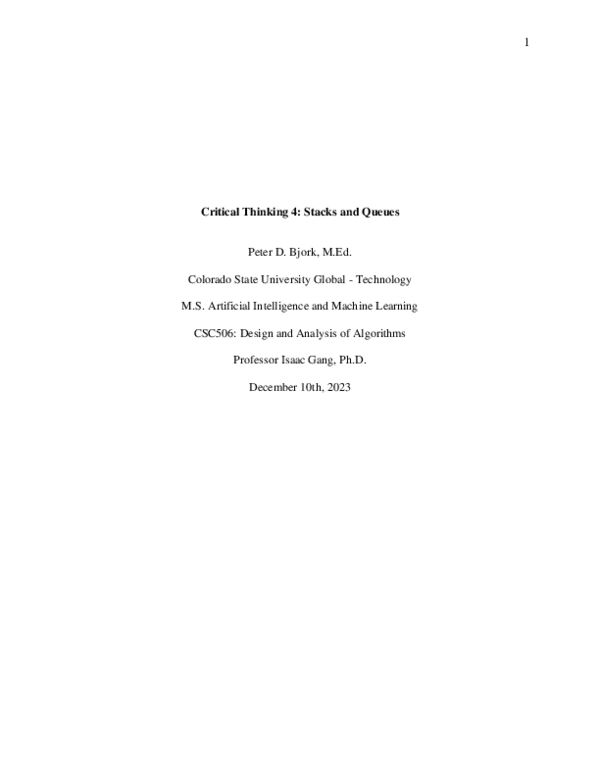 Pdf Stacks And Queues In Python Algorithmic Analysis 2376
