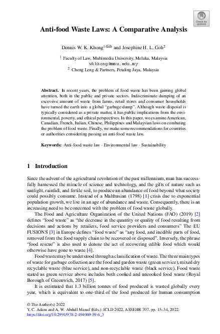 (PDF) Comparative Analysis of Global Anti-Food Waste Laws