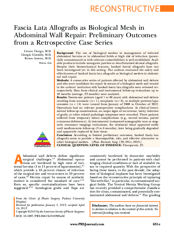 (PDF) Fascia Lata Allografts as Biological Mesh in Abdominal Wall ...