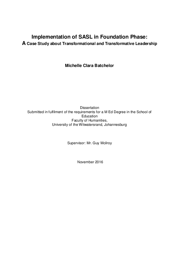 (PDF) Implementation of SASL in foundation phase: a case study about ...