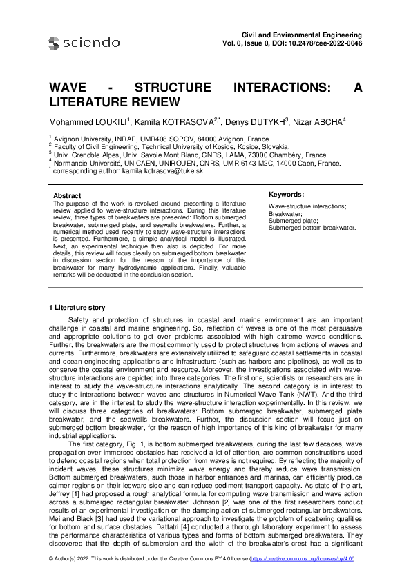 Pdf Wave Structure Interactions A Literature Review