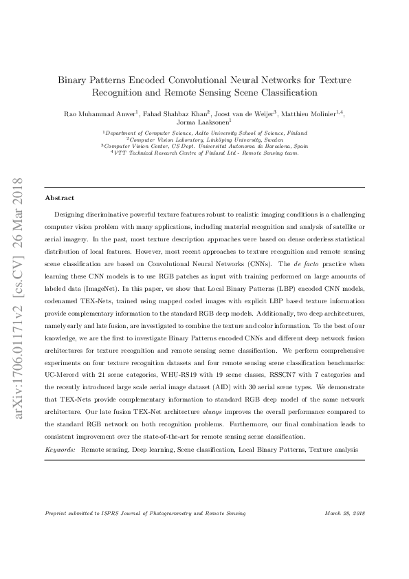 (PDF) Binary Patterns for Texture Recognition CNNs