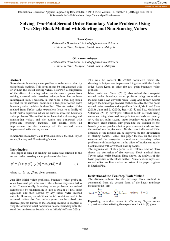 (PDF) Solving two-point second order boundary value problems using two ...