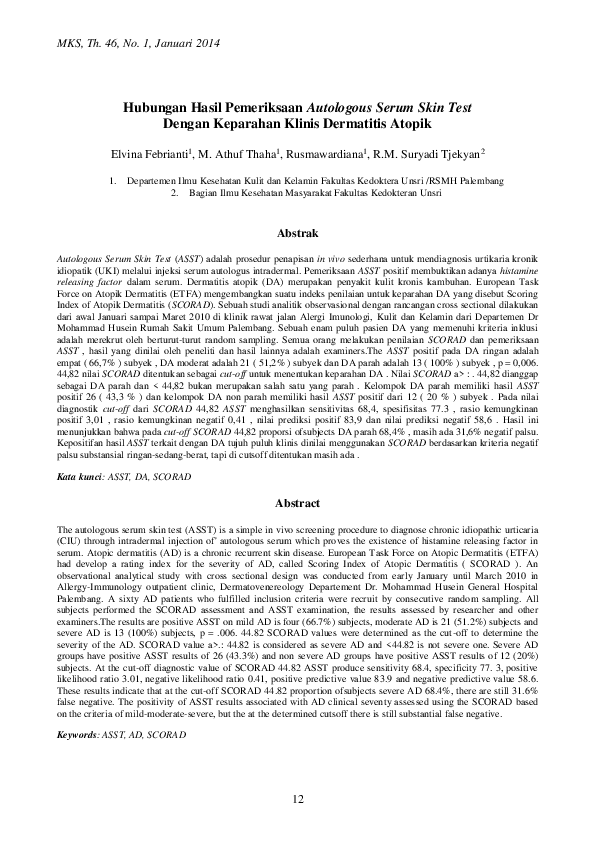 (PDF) Hubungan Hasil Pemeriksaan Autologous Serum Skin Test Dengan ...